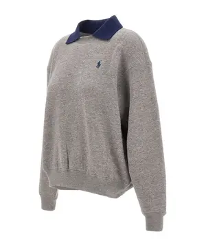 Polo Ralph Lauren Long Sleeve Sweatshirt With Polo Collar - Grey