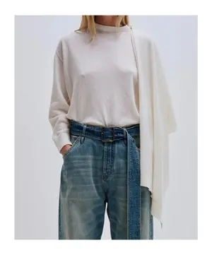 DARKPARK Addison Long-sleeve Sweater With Scarf - White