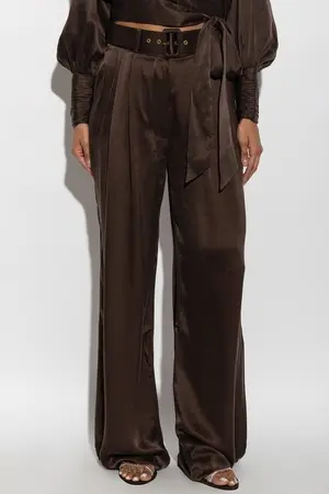 Zimmermann Belted Pleated Wide-leg Pants