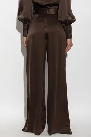 Zimmermann Belted Pleated Wide-leg Pants