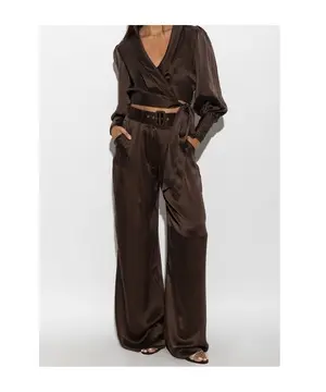Zimmermann Belted Pleated Wide-leg Pants