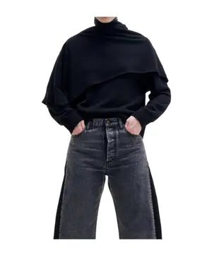 DARKPARK Knitted Scarf Top - Black