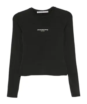 Alexander Wang Fitted Ls T-shirt W/ Logo Print