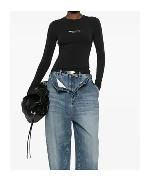 Alexander Wang Fitted Ls T-shirt W/ Logo Print