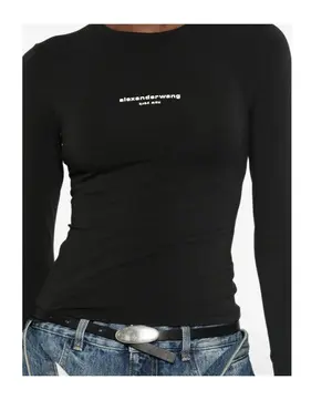 Alexander Wang Fitted Ls T-shirt W/ Logo Print