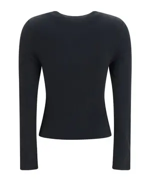 Alexander Wang Fitted Long Sleeve T-shirt With Logo Print - Black