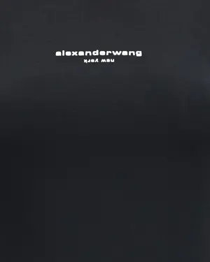 Alexander Wang Fitted Long Sleeve T-shirt With Logo Print - Black