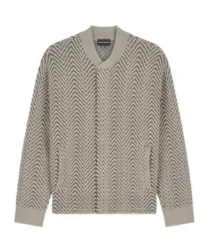 Emporio Armani Virgin Wool Chevron Knit Blouson Jacket