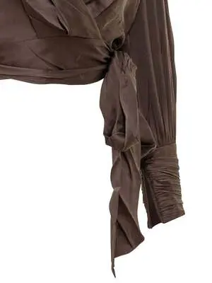 Zimmermann Cropped Silk Wrap Top With V-neck And Tie-front