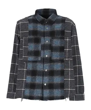 HAIKURE Check-pattern Frayed Shirt