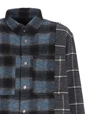 HAIKURE Check-pattern Frayed Shirt