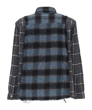 HAIKURE Checked Frayed Button-up Shirt