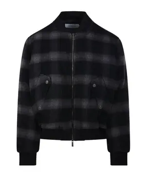 Off-White Plaid Wool Bomber Jacket