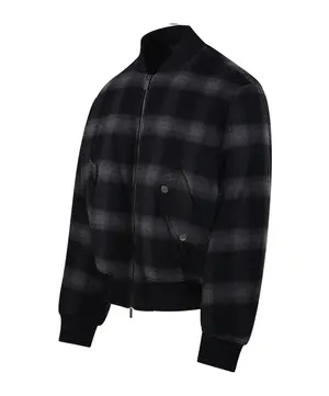Off-White Plaid Wool Bomber Jacket