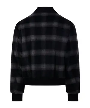 Off-White Plaid Wool Bomber Jacket