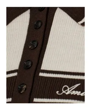 Amiri Contrast Striped Knitted Polo Shirt