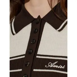 Amiri Contrast Striped Knitted Polo Shirt
