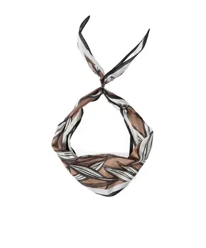 Brunello Cucinelli Cacao Leaves Print Silk Foulard - Multicolor