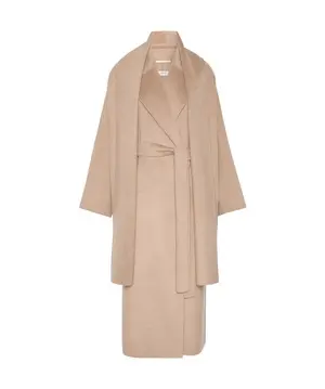 Max Mara Double Wool And Cashmere Robe Coat - Clay