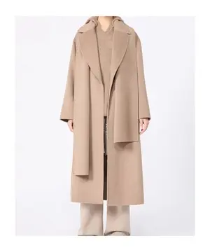 Max Mara Double Wool And Cashmere Robe Coat - Clay