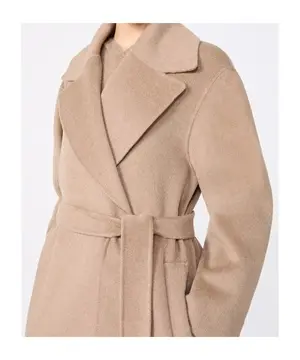Max Mara Double Wool And Cashmere Robe Coat - Clay