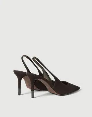 Brunello Cucinelli Suede Slingback Heels With Monili