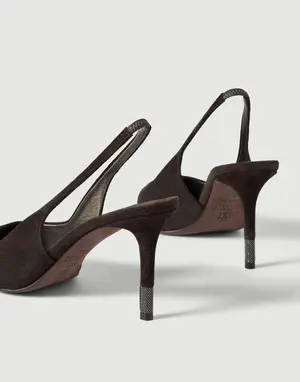 Brunello Cucinelli Suede Slingback Heels With Monili