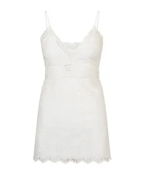 LoveShackFancy Cut-out Cotton Mini Dress - Optical White