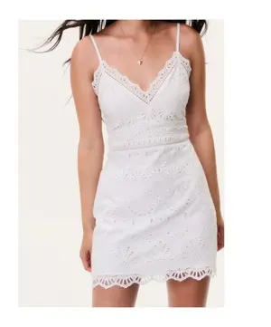 LoveShackFancy Cut-out Cotton Mini Dress - Optical White