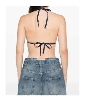 RE/DONE Paisley Print Lace-up Halter Top