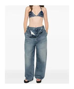 RE/DONE Paisley Print Lace-up Halter Top