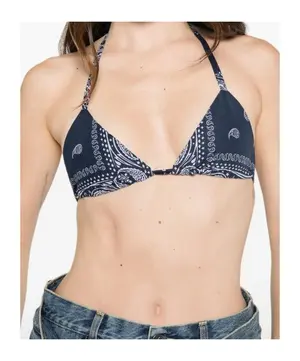 RE/DONE Paisley Print Lace-up Halter Top