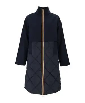 K-WAY Quilted Wool-blend Parka Coat - Navy Blue