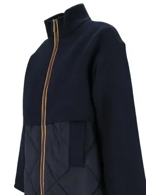 K-WAY Quilted Wool-blend Parka Coat - Navy Blue