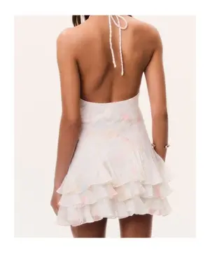 LoveShackFancy Adrinette Silk Chiffon Mini Dress - White