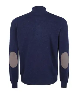 GRAN SASSO High Neck Half-zip Jumper With Ribbed Details - Blue