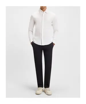 Hugo Boss Slim-fit Shirt In Melange Cotton Jersey