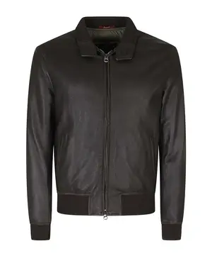 STEWART Long-sleeve Zip-up Leather Jacket