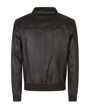 STEWART Long-sleeve Zip-up Leather Jacket
