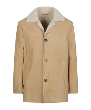 STEWART Long-sleeve Button-front Jacket With Shearling Collar
