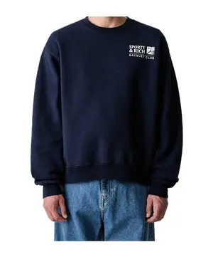 SPORTY  RICH Long-sleeve Sweatshirt - Navy Blue