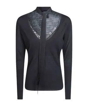 Pinko Lace-trim Tie-neck Sweater