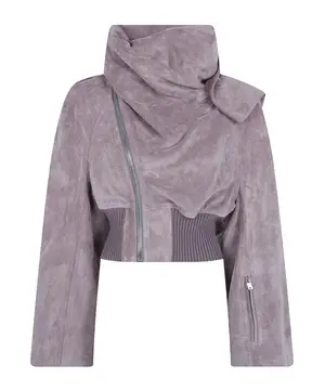 Rick Owens Scarf Flight' Leather Bomber Jacket