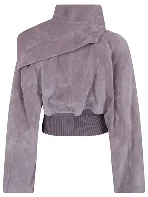 Rick Owens Scarf Flight' Leather Bomber Jacket