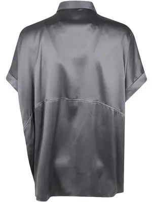 Brunello Cucinelli Collared Short-sleeved Shirt With Chest Pocket - Gray