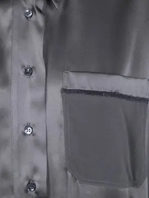 Brunello Cucinelli Collared Short-sleeved Shirt With Chest Pocket - Gray