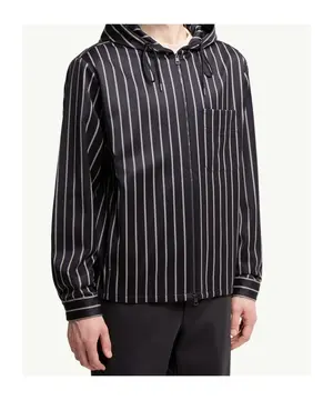 Moncler Striped Hooded Zip-up Shirt