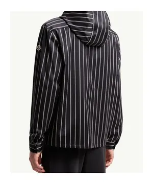 Moncler Striped Hooded Zip-up Shirt