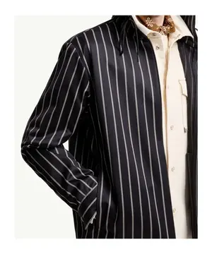 Moncler Striped Hooded Zip-up Shirt