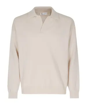 ROBERTO COLLINA Ribbed-trim Long-sleeve Polo Shirt - No
